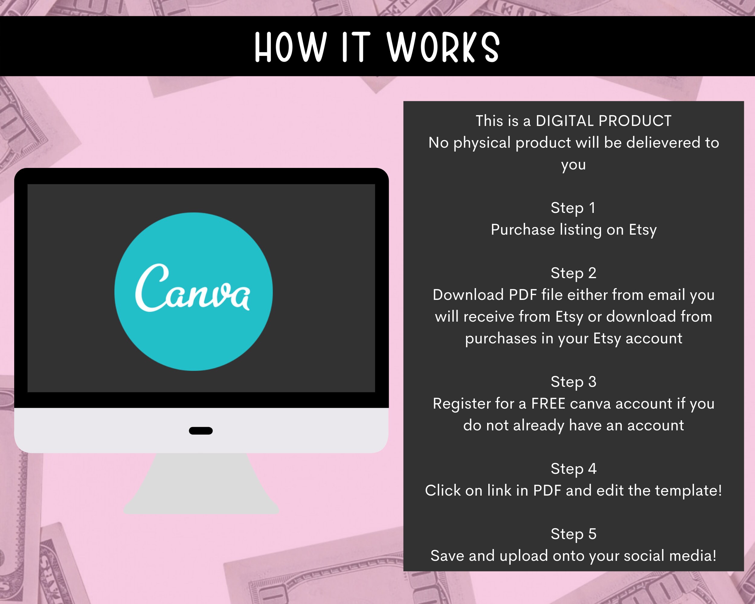 Editable DIY Pink Friday Social Media Flyer Canva Template L Black ...