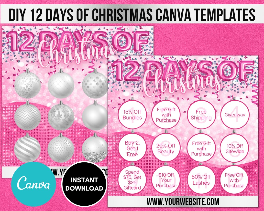 DIY 12 Days of Christmas Social Media Flyer Canva Template L Holiday ...