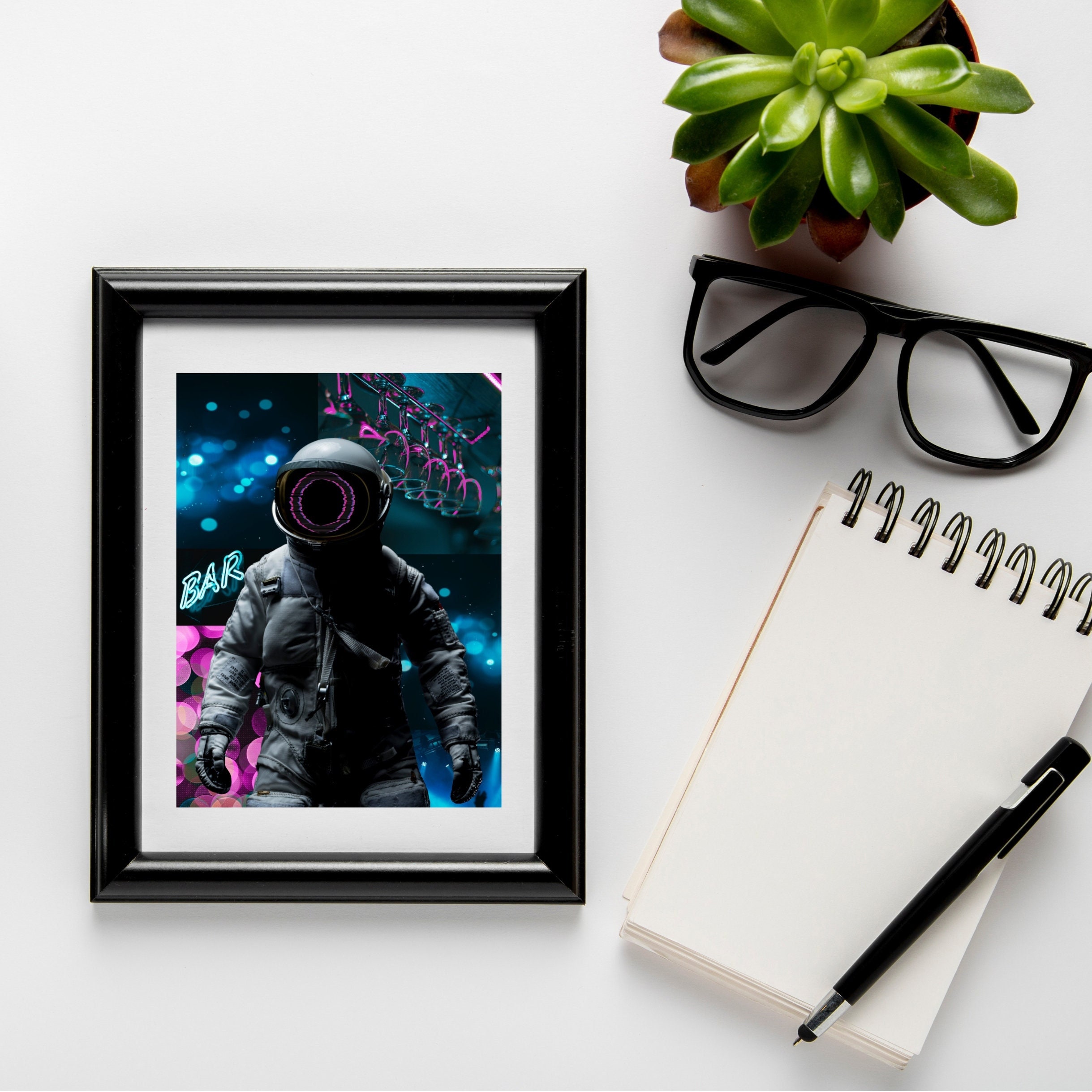 Astronaut Bar Pink and Blue Graphic Design 9 X 12 Print - Etsy