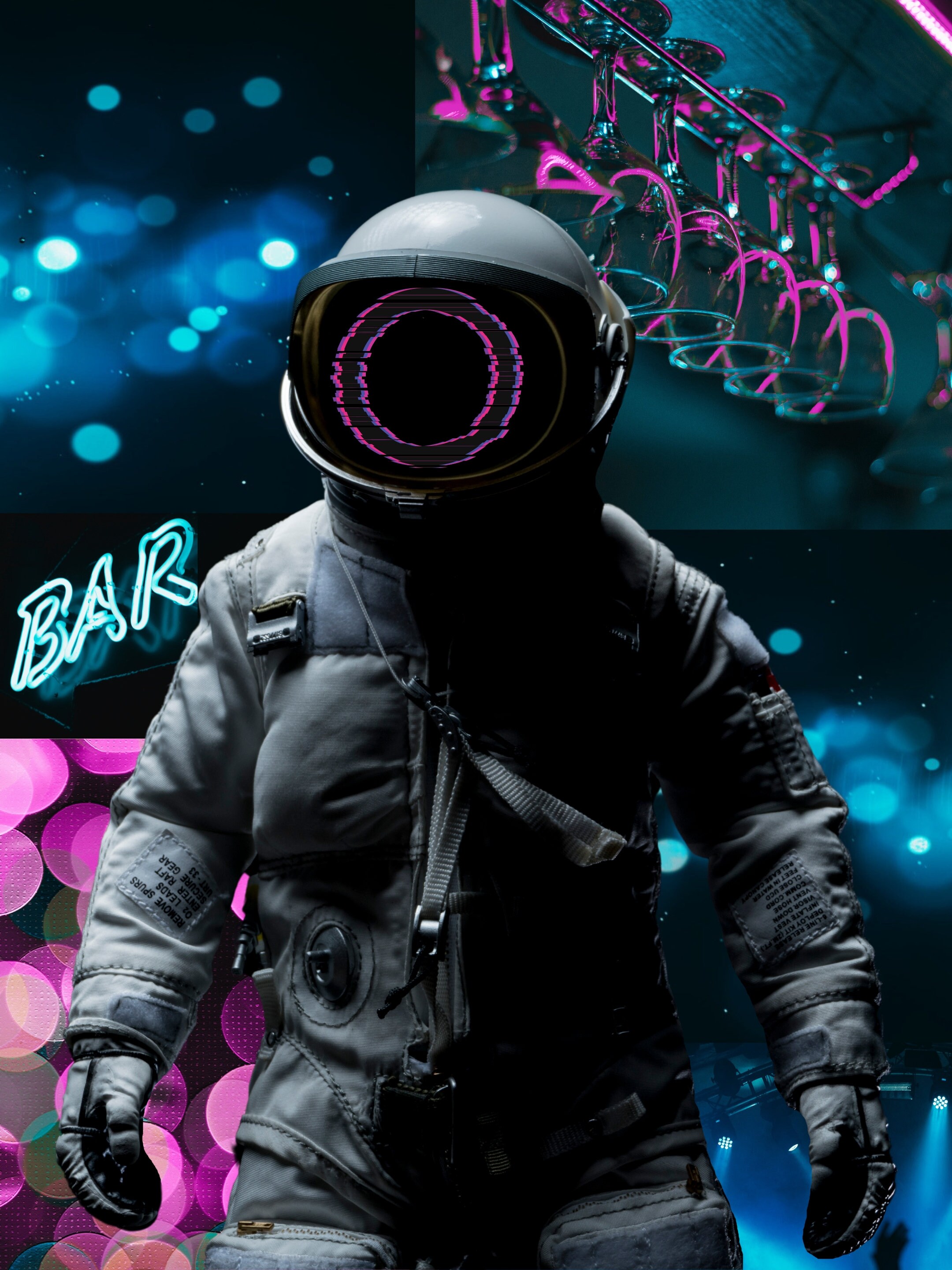 Astronaut Bar Pink and Blue Graphic Design 9 X 12 Print - Etsy