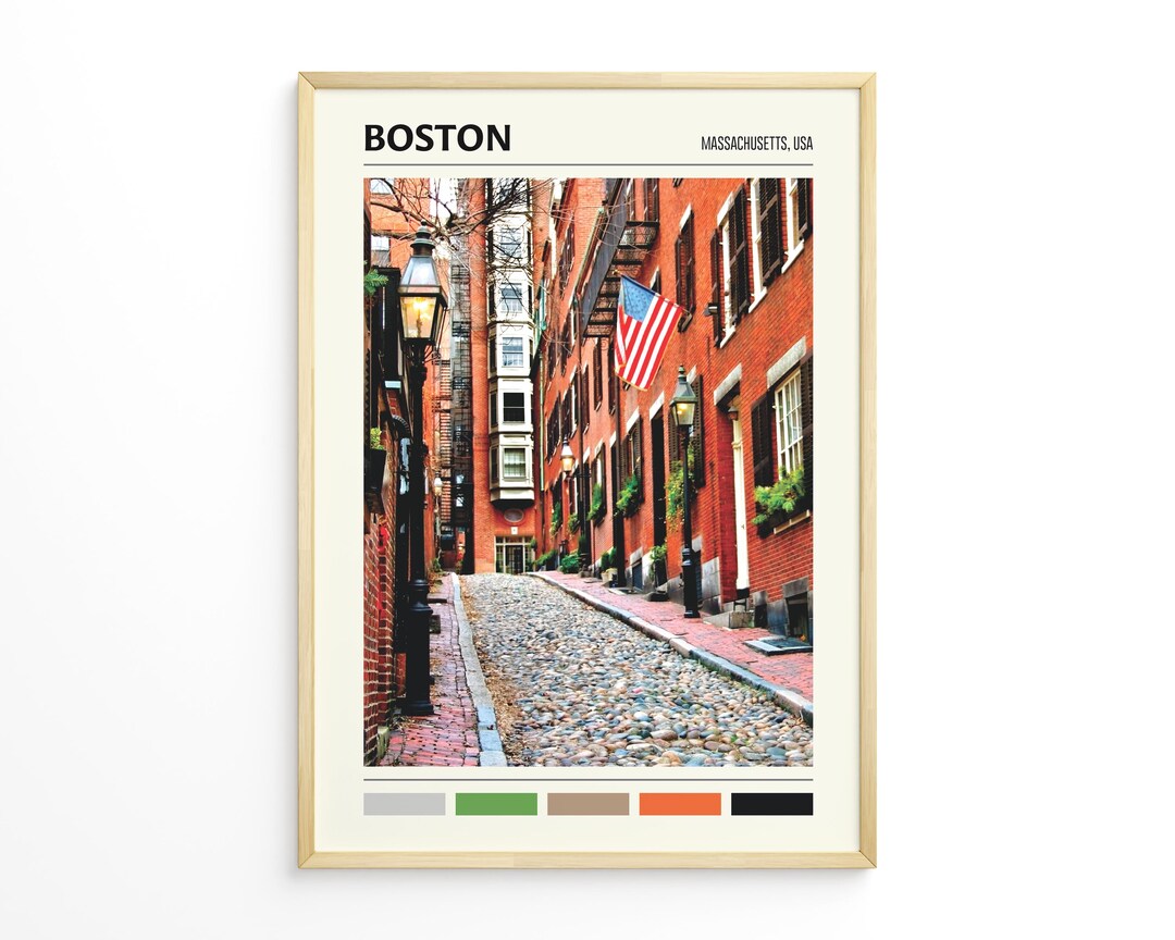 Boston Modern Aesthetic Poster, Massachusetts Travel Scenic Print ...