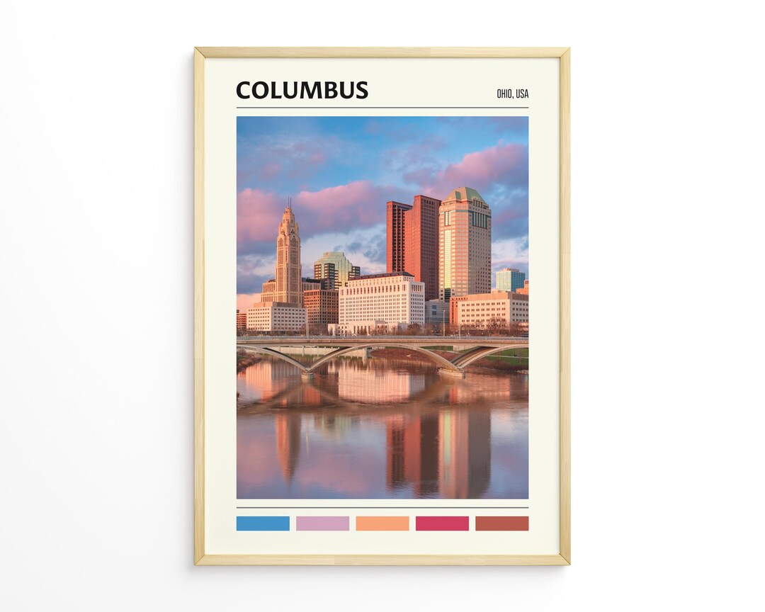 Columbus Modern Aesthetic Poster, Ohio Travel Scenic Print, Trendy ...