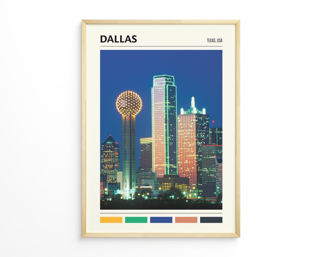 Dallas Modern Aesthetic Poster, Texas Travel Scenic Print, Trendy ...