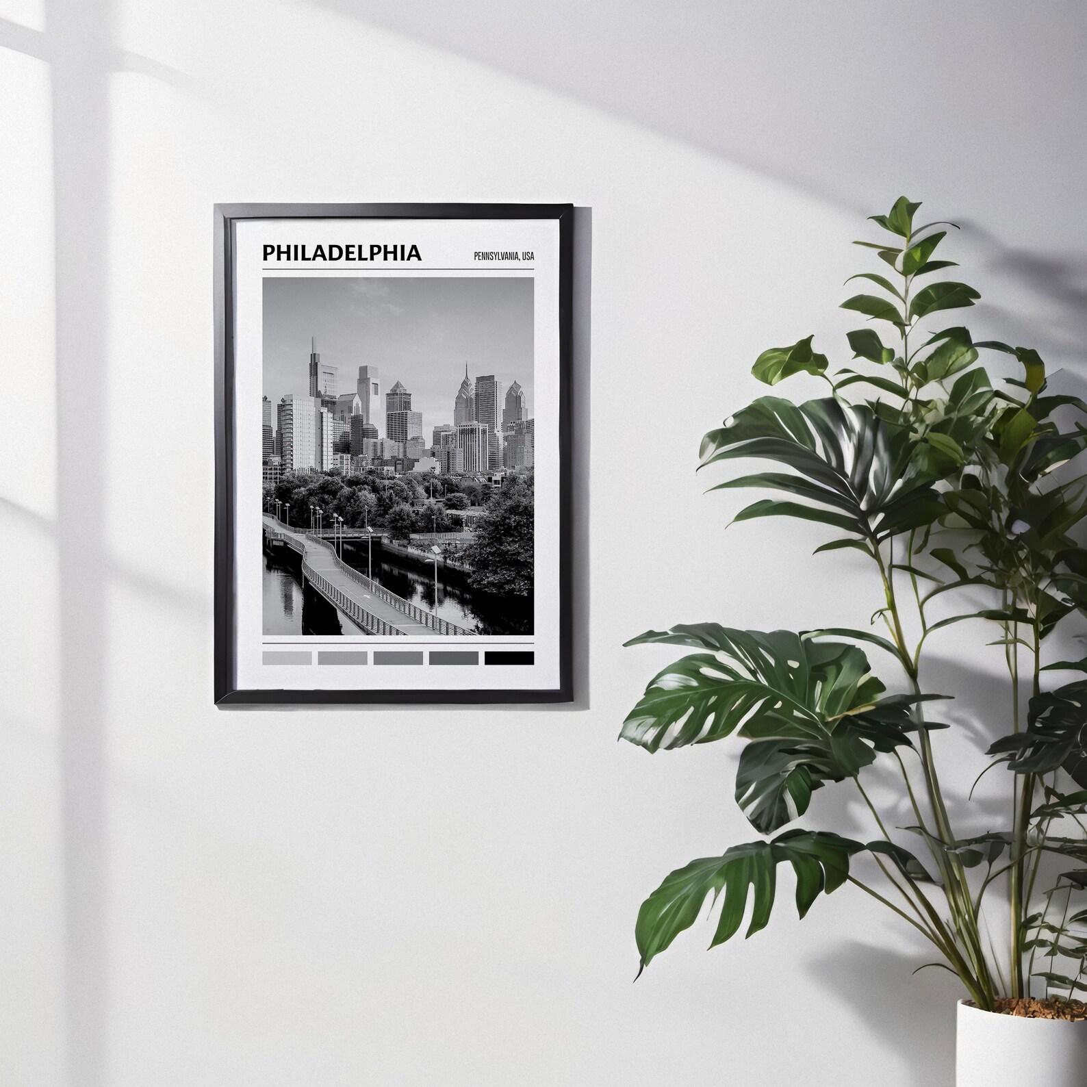 Philadelphia Modern Aesthetic Poster, Pennsylvania Travel Scenic Print ...