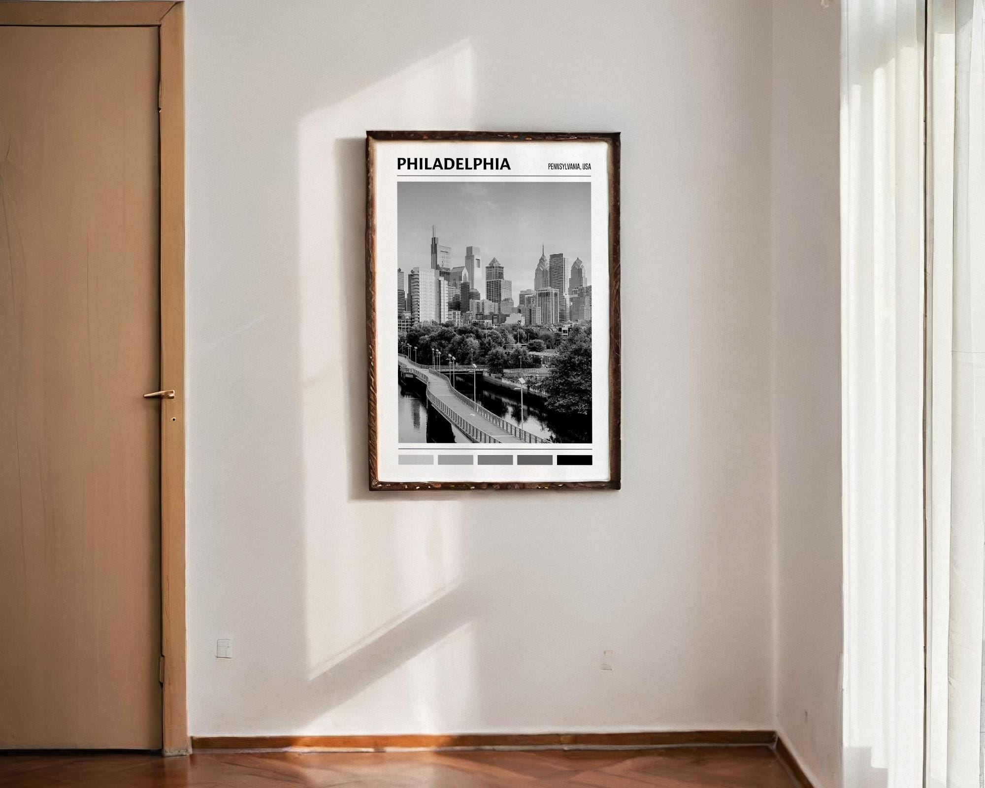 Philadelphia Modern Aesthetic Poster, Pennsylvania Travel Scenic Print ...