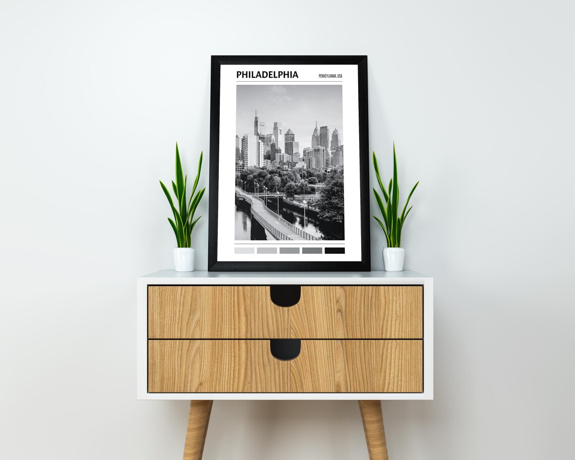 Philadelphia Modern Aesthetic Poster, Pennsylvania Travel Scenic Print ...