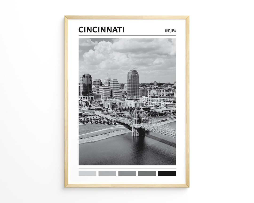 Cincinnati Modern Aesthetic Poster, Ohio Travel Scenic Print, Midwest ...
