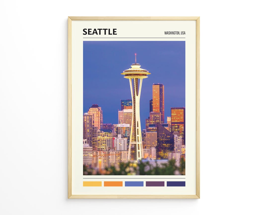 Seattle Modern Aesthetic Poster, Washington Travel Scenic Print, PNW ...