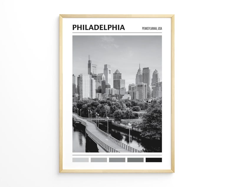 Philadelphia Modern Aesthetic Poster, Pennsylvania Travel Scenic Print ...