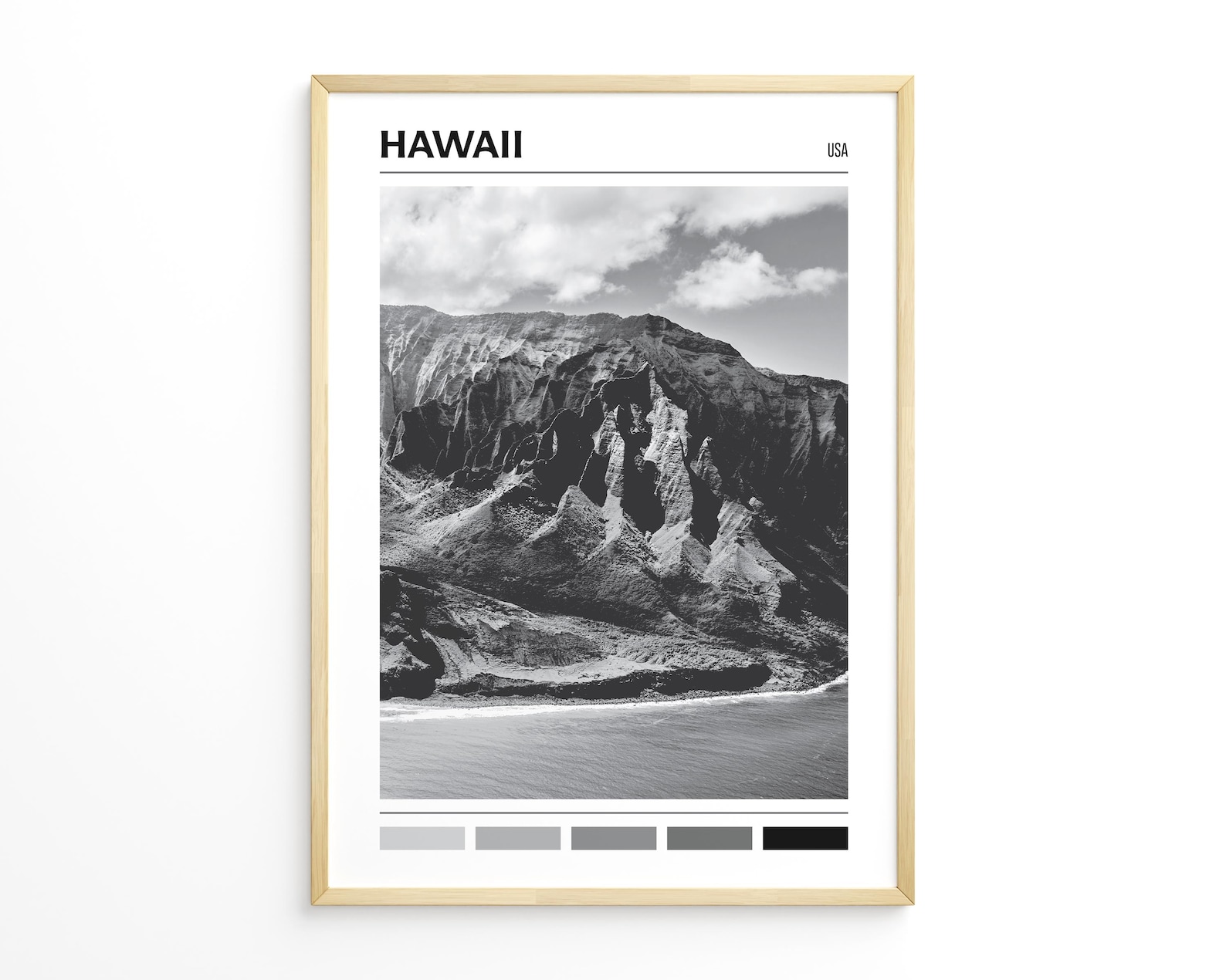 Hawaii Island Modern Aesthetic Poster, Nā Pali Coast Travel Scenic ...