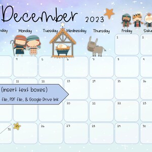 December 2023 Calendar (nativity) - Etsy