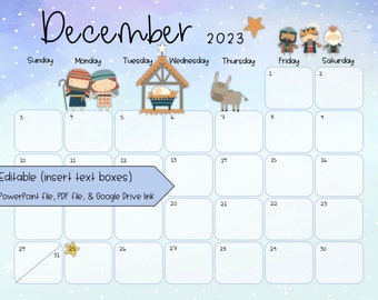 Fillable/editable December Calendar December 2023 Printable Calendar ...