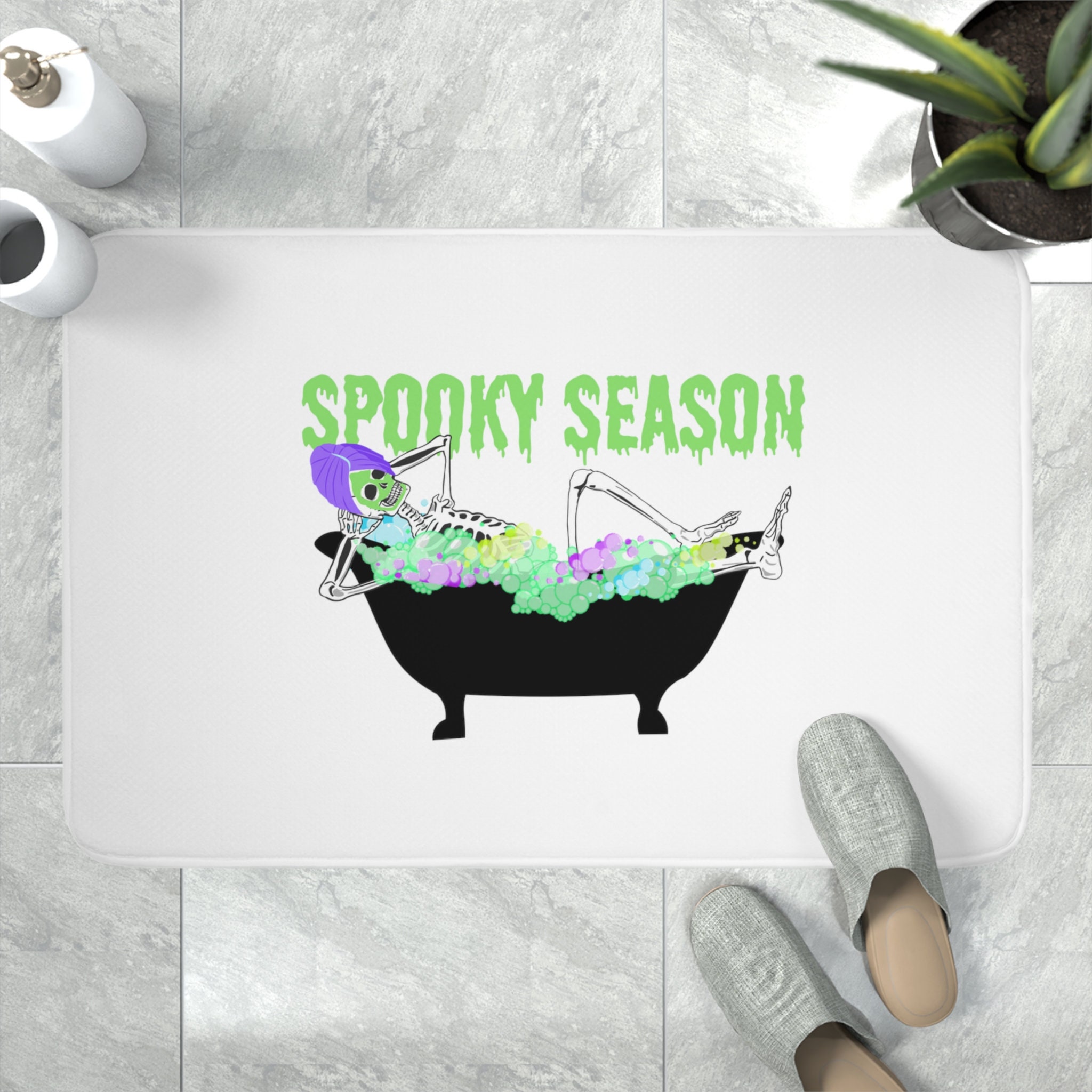 Spooky Season Skeleton Spa Memory Foam Bath Mat Halloween Comfort ...