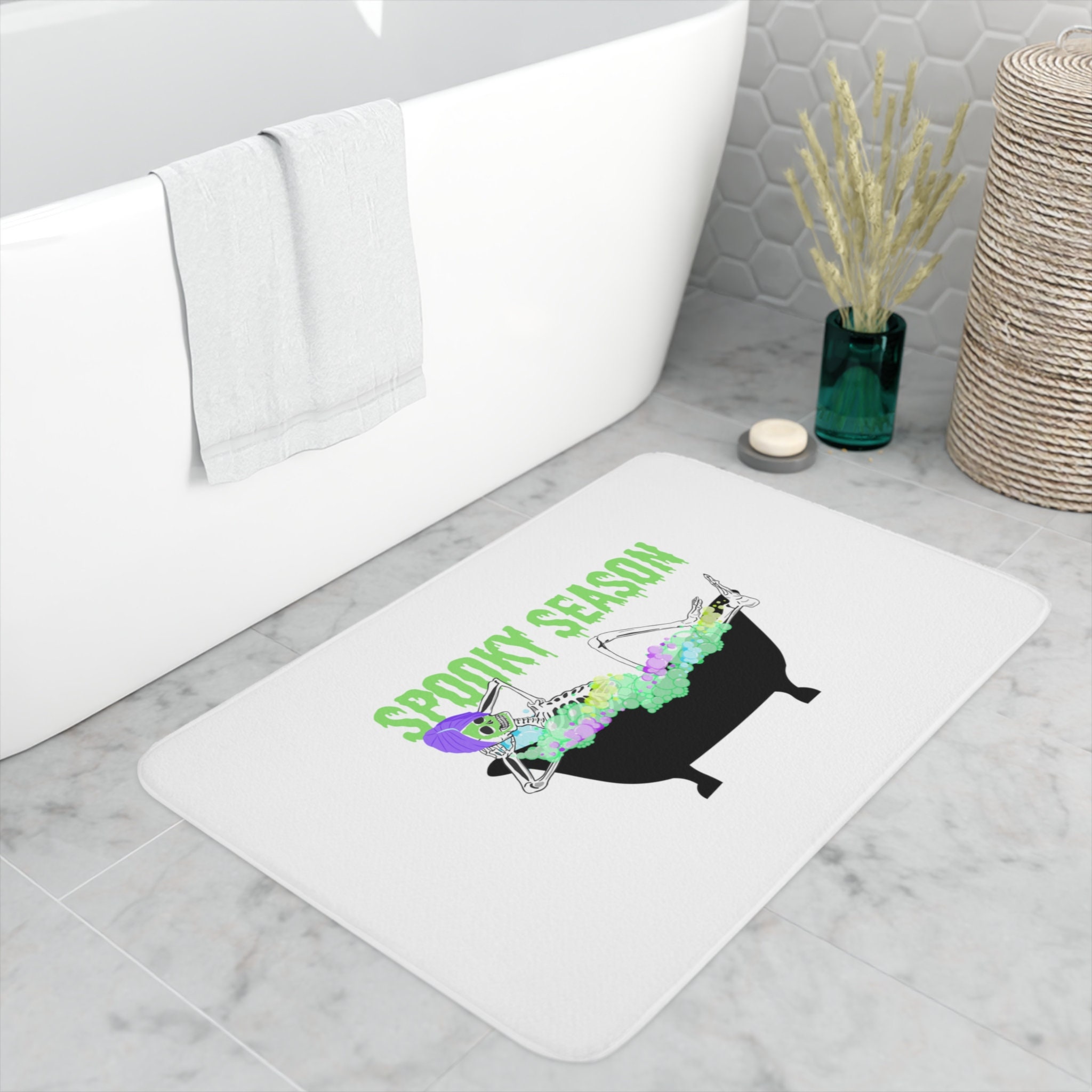 Spooky Season Skeleton Spa Memory Foam Bath Mat Halloween Comfort ...