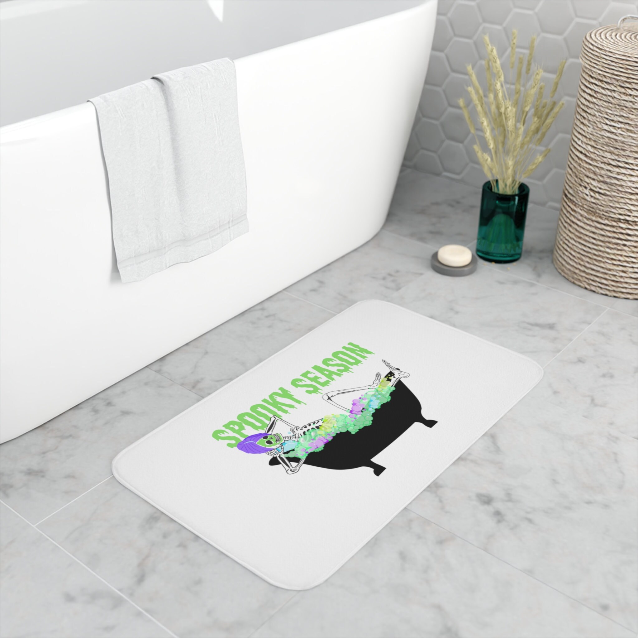Spooky Season Skeleton Spa Memory Foam Bath Mat Halloween Comfort ...