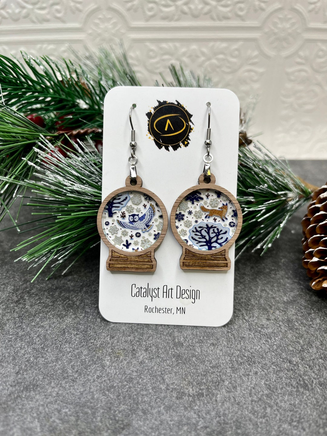 Snow Globe Earrings Beautiful Winterland Earrings for - Etsy