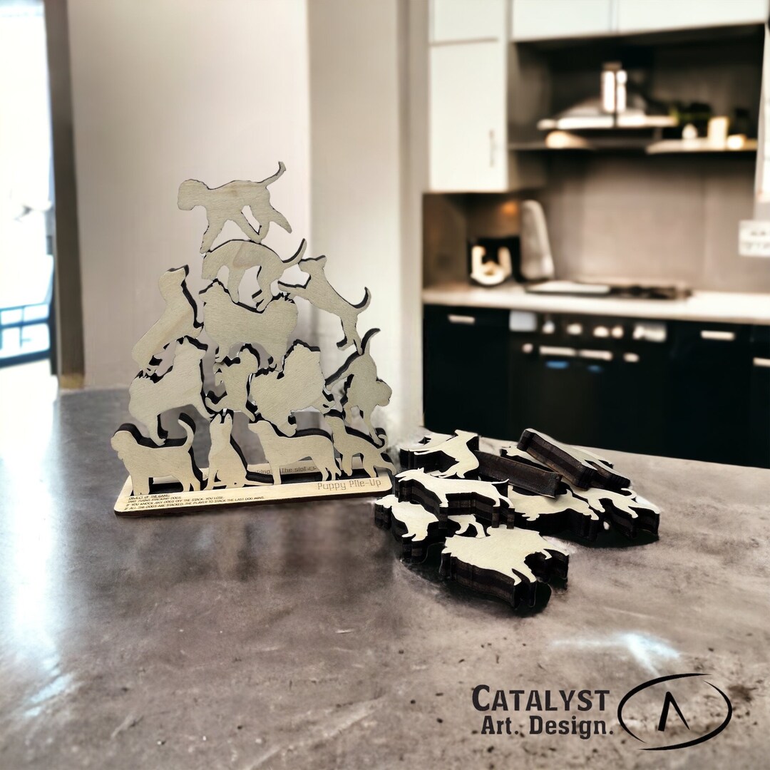 Stacking Dogs Wooden Game, Stack the Puppies Wood Puzzle, Personalized ...