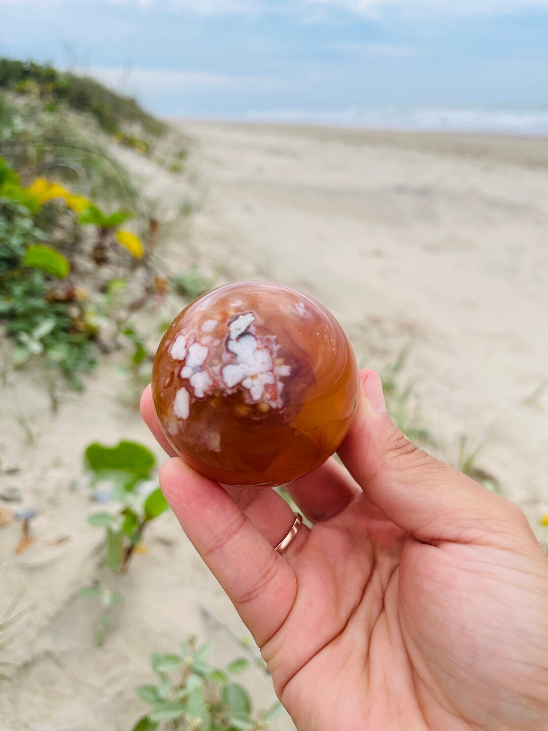 Carnelian Flower Agate Sphere - Etsy