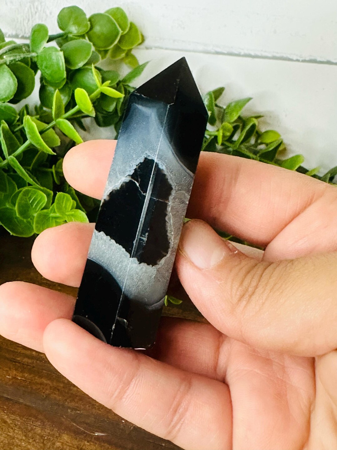 Black Onyx Crystal Point, Black Sardonyx Tower, Natural Polished Tower ...