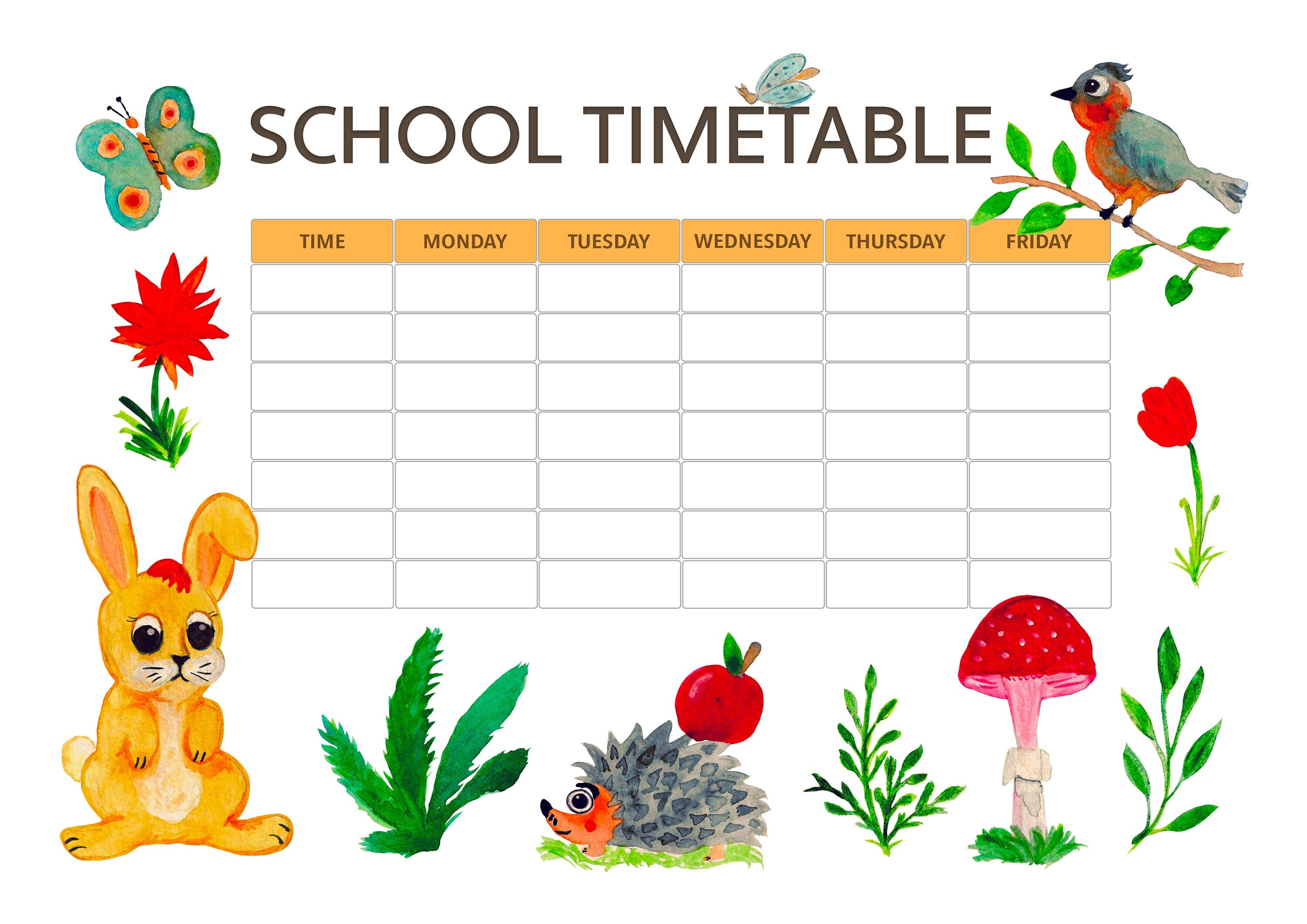 Printable Kids School Timetable, Homeschooling Timetable, Weekly ...