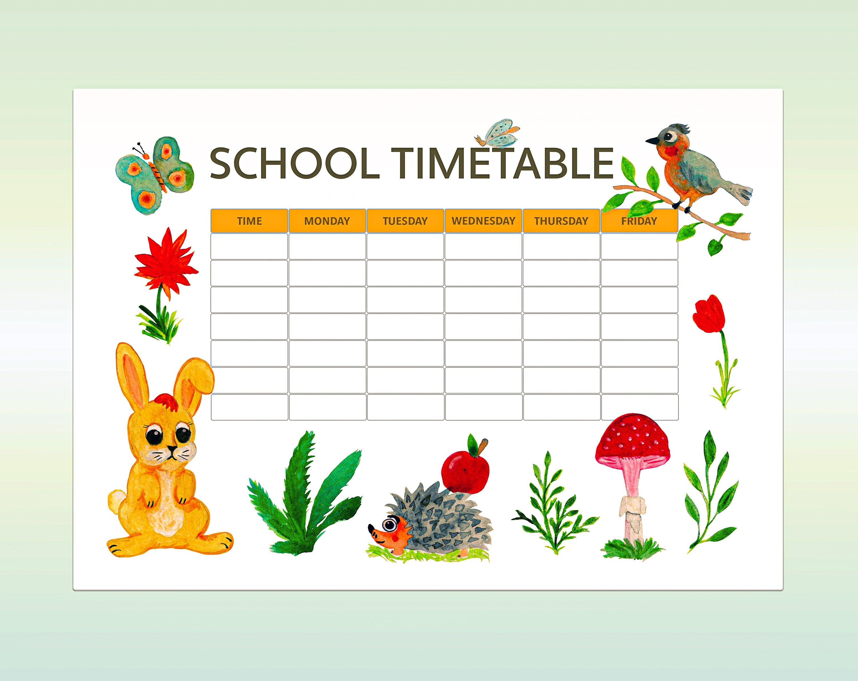 Printable Kids School Timetable, Homeschooling Timetable, Weekly ...