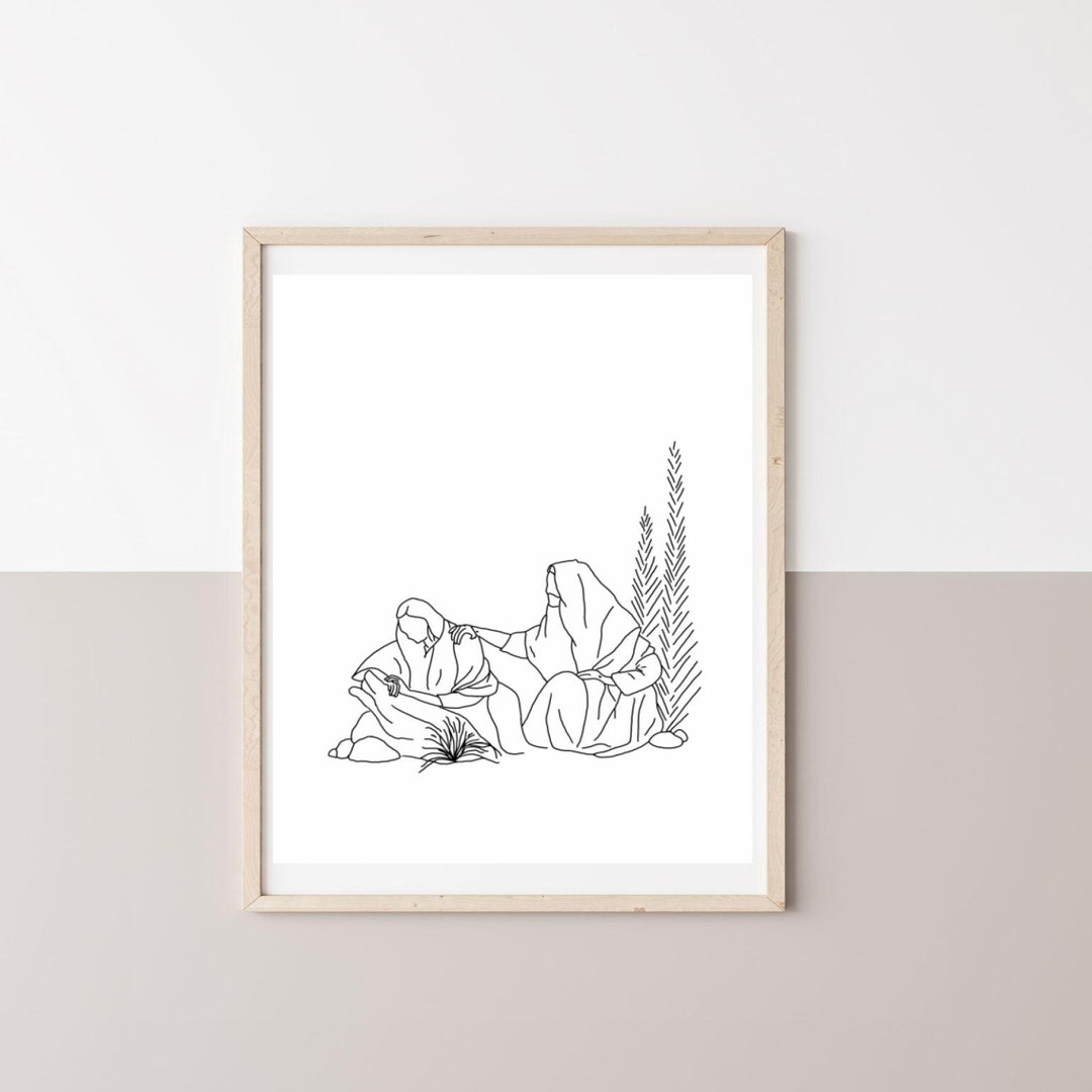 The Comforter Simple Modern Drawing of Christ - Etsy