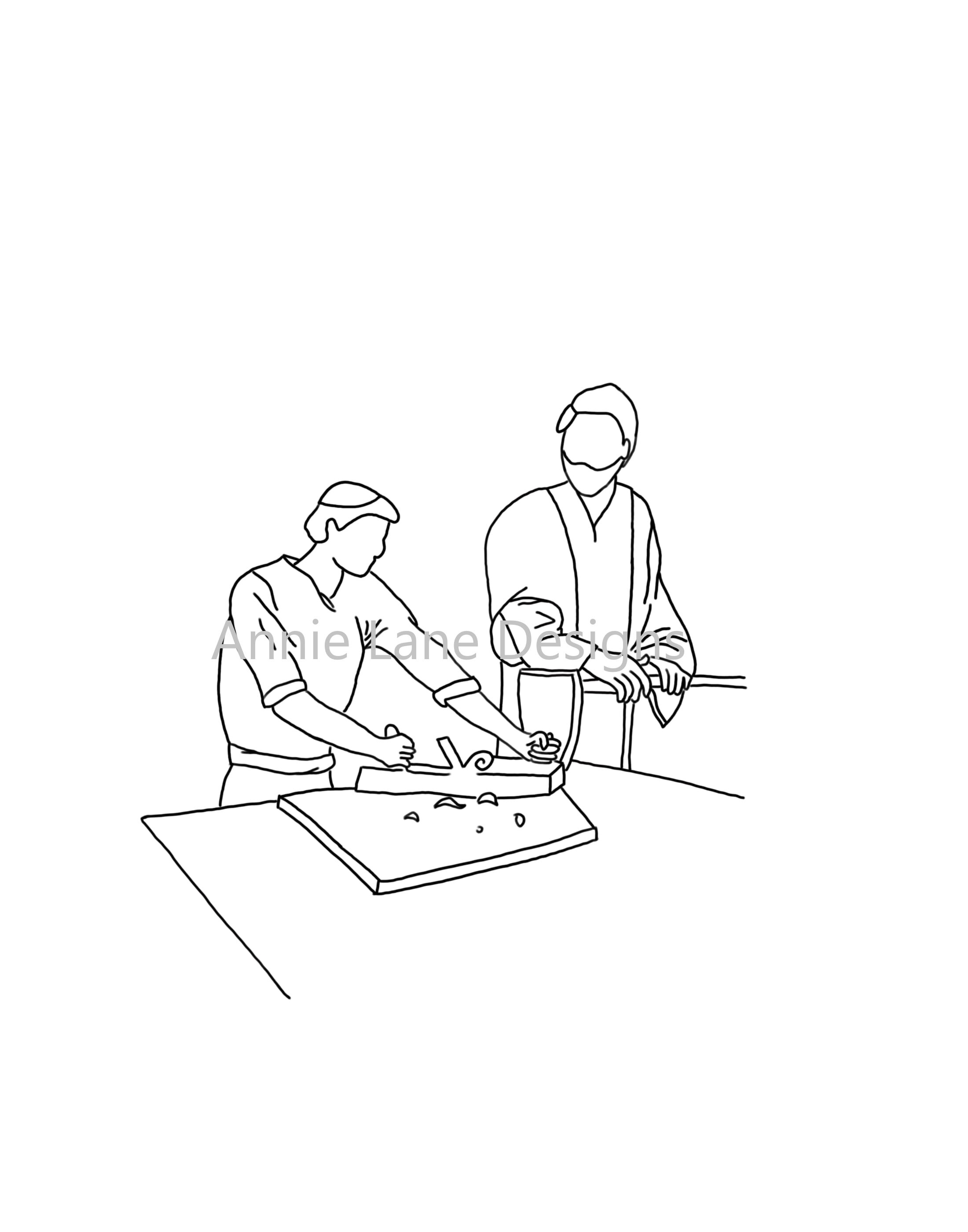 Joseph and Jesus Carpentry Simple Modern Picture of Christ - Etsy