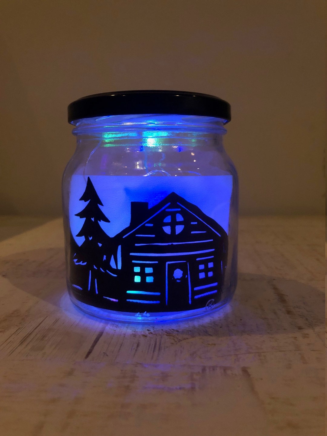 Alpine Winter Glass Light Jar - Etsy