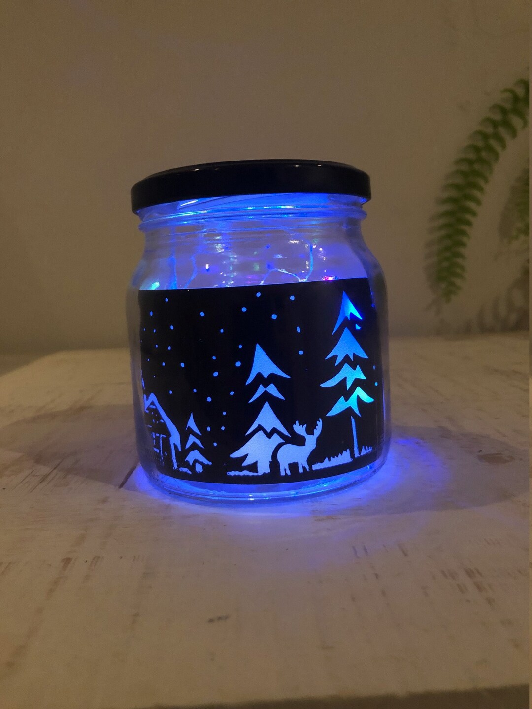 Snowflakes - Alpine, Winter Scene Light Jar - Etsy