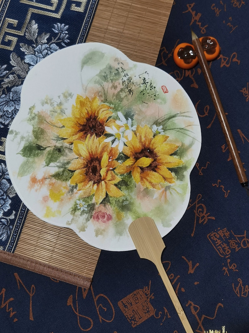 Original Watercolour Painting on Double Sided Rice Paper Fan - Etsy