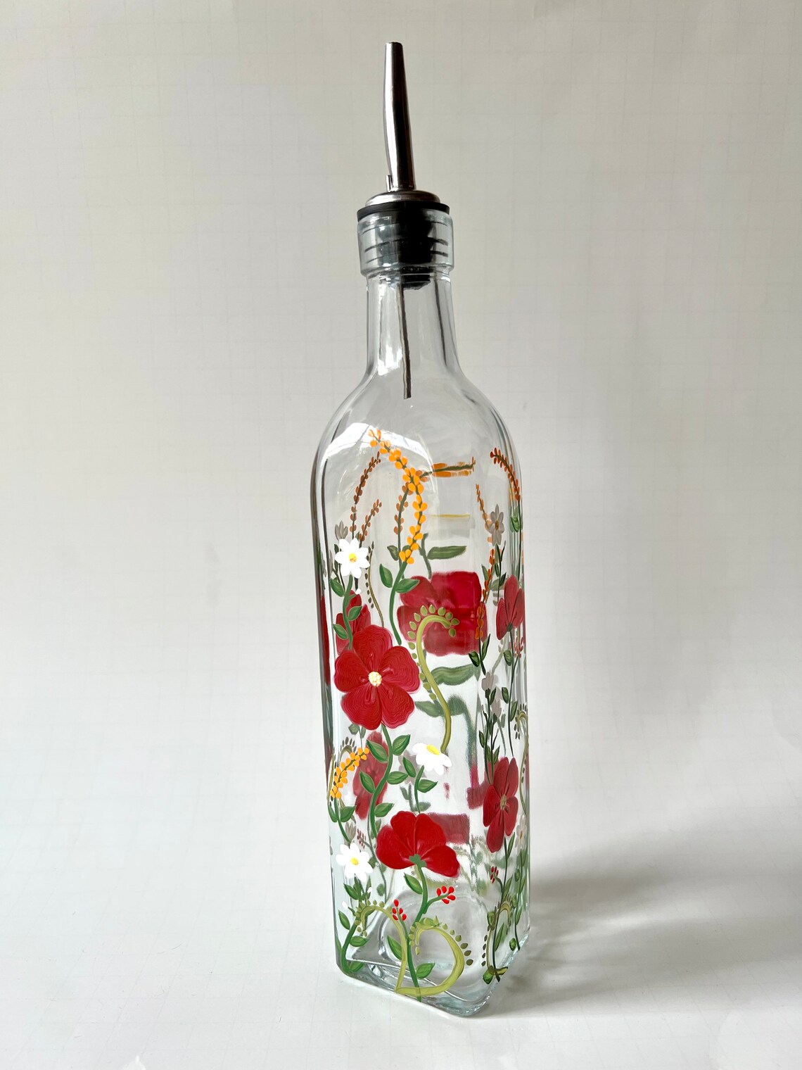 Hand Painted Olive Oil Dispenser Floral Kitchen Decor - Etsy