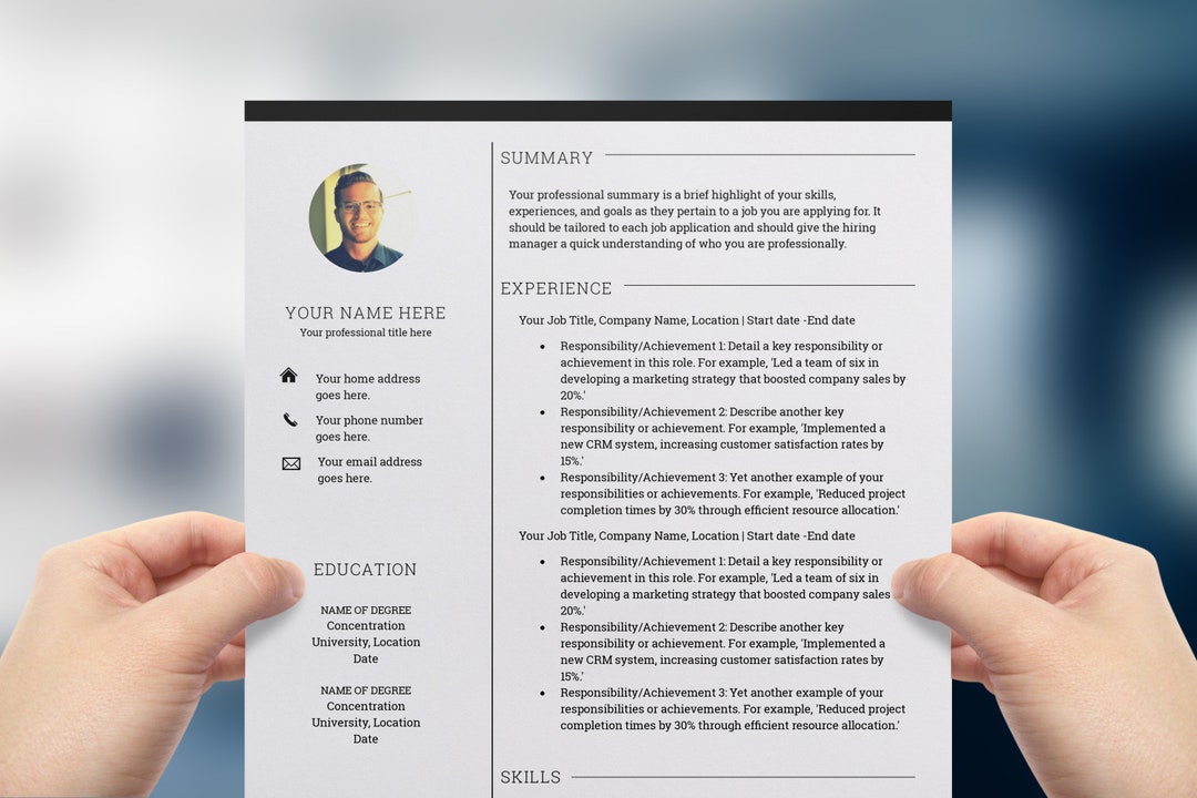 Snapshot Professional | Resume Template | Word - Etsy