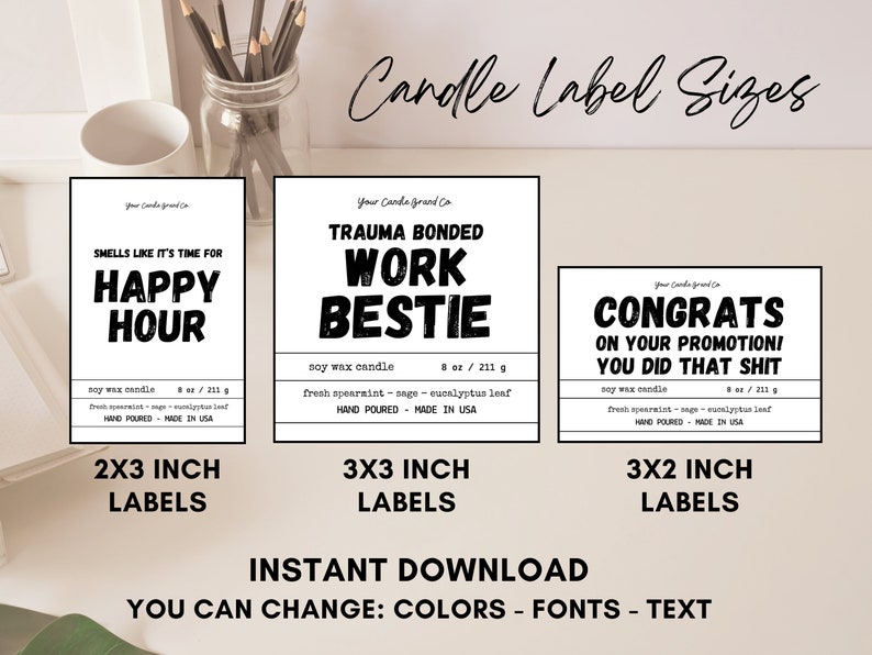 Candle Label Template, Farewell Gift, Promotion Gift, Retirement Gift ...