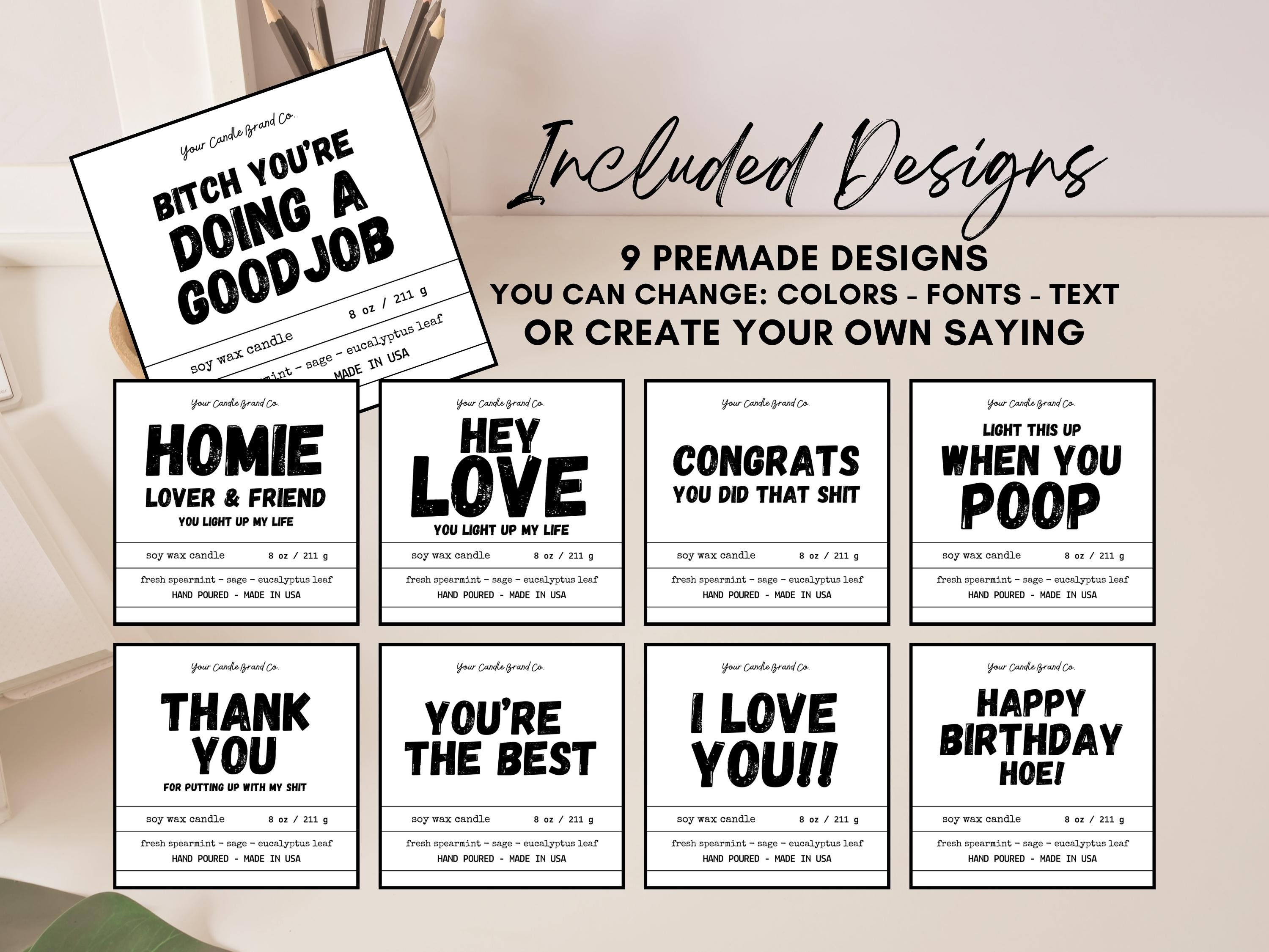 Funny Candle Label, Candle Label Template, Candle Label Template ...