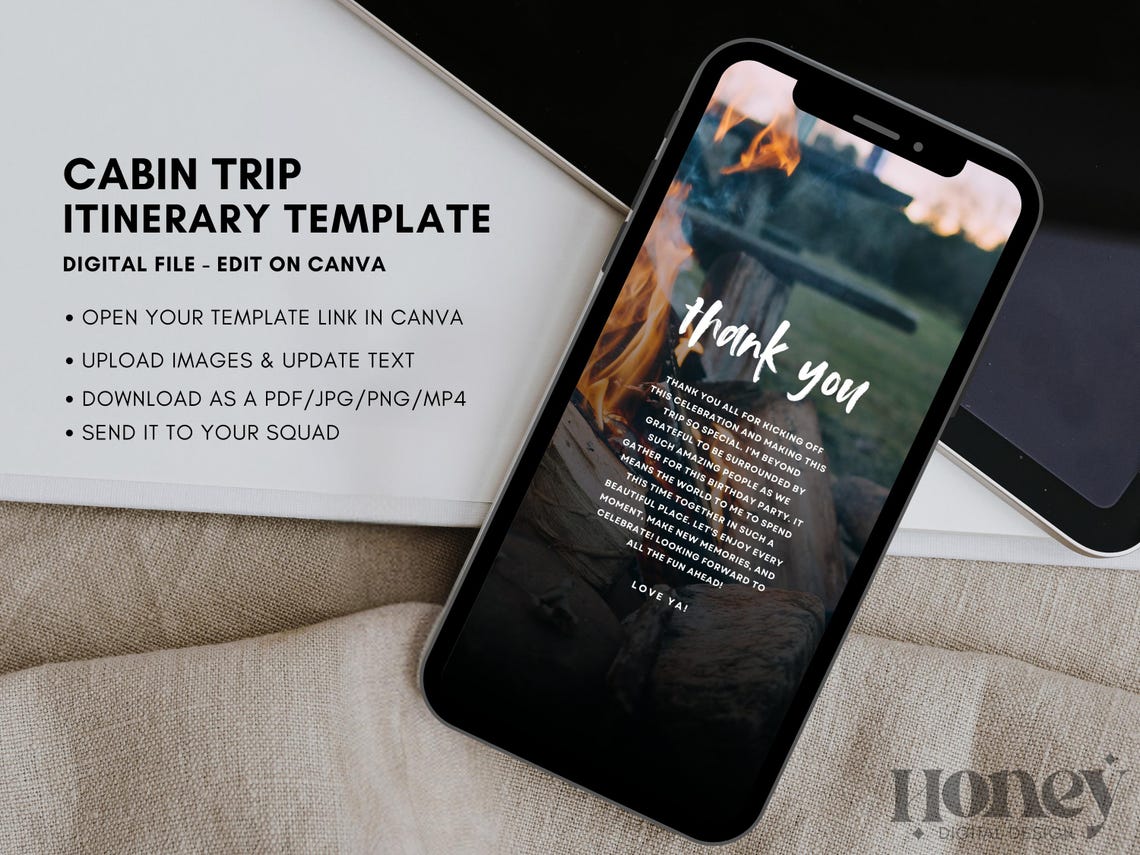 Cabin Trip Itinerary, Travel Itinerary Template, Weekend Getaway ...