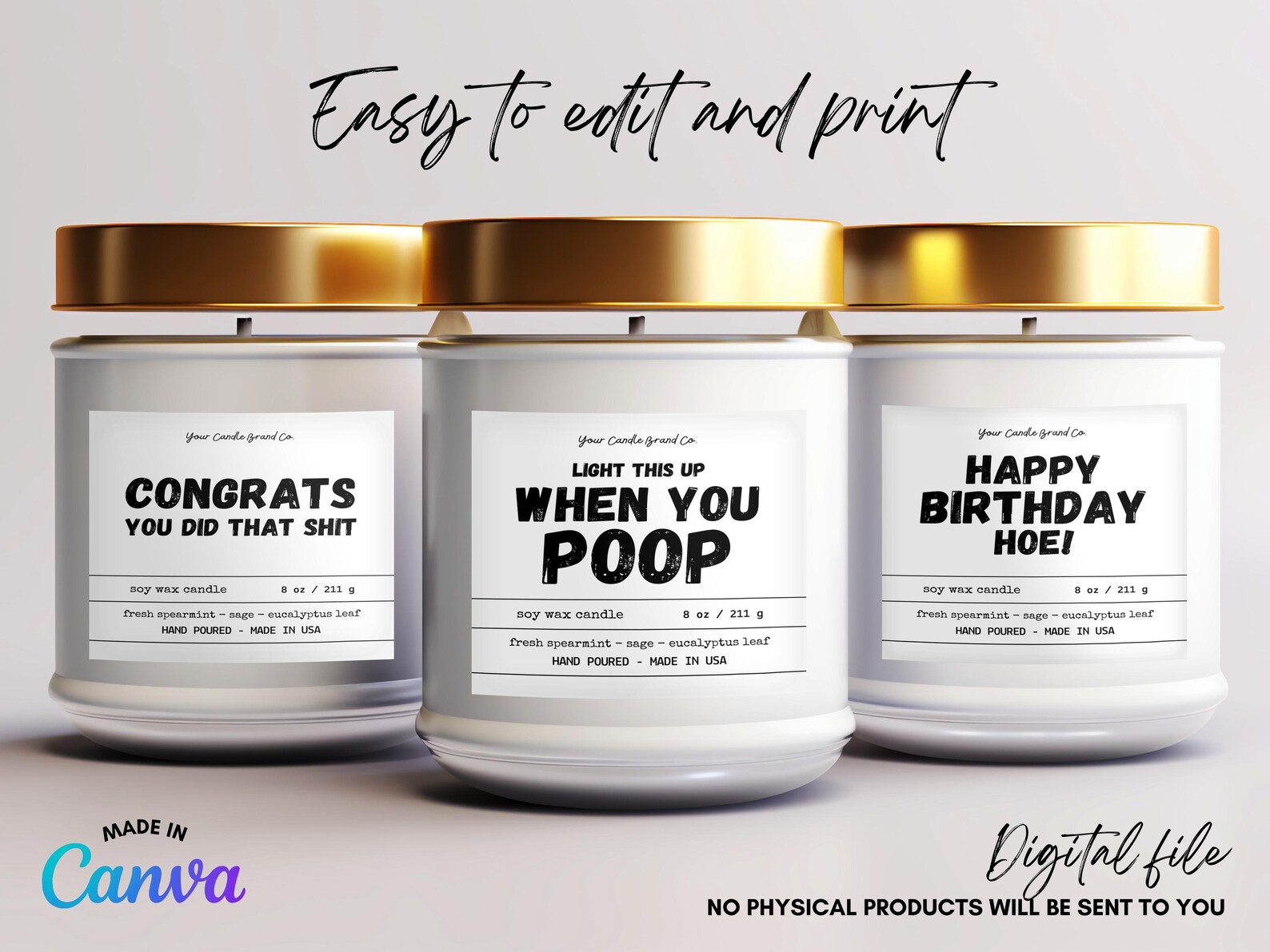 Funny Candle Label Candle Label Template Candle Label Template Editable Candle Label Template