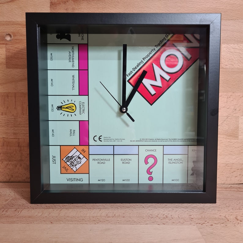 Monopoly Wall Clock. Upcycled Monopoly Original Board Game Desk Clock ...
