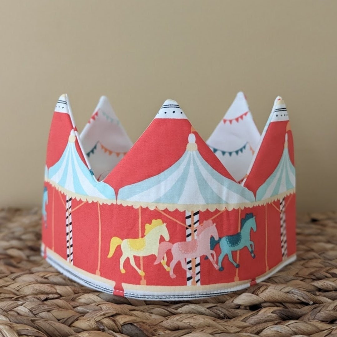 Carnival Fair Carousel Merry Go Round Circus Fabric Crown Birthday ...