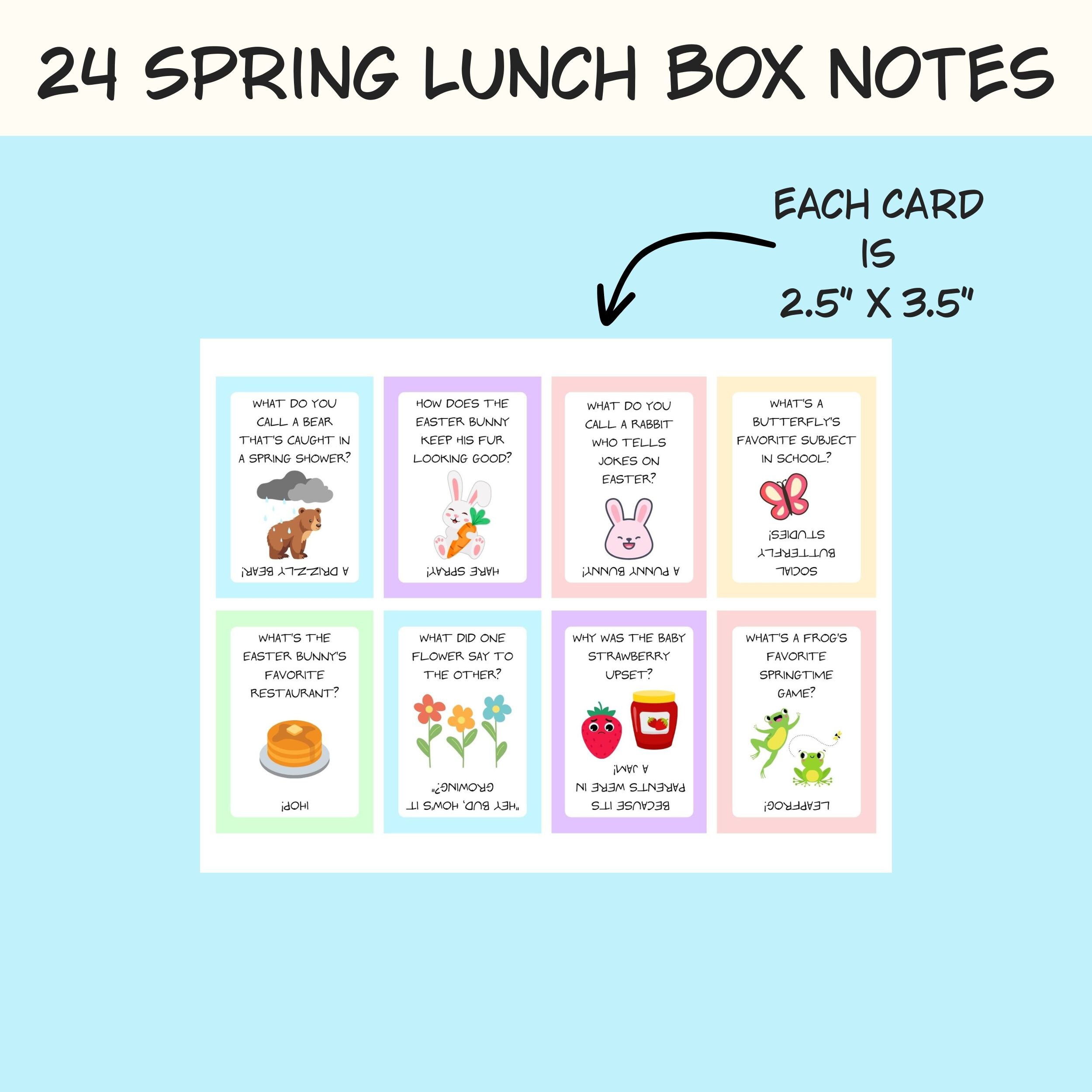 Spring Easter Lunch Box Notes Printable Kids Lunchbox Jokes for Spring ...