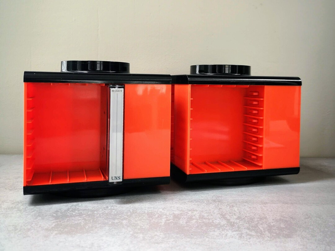 1970's Orange Plastic Cassette Tape Storage Rack Plastic Schott ...