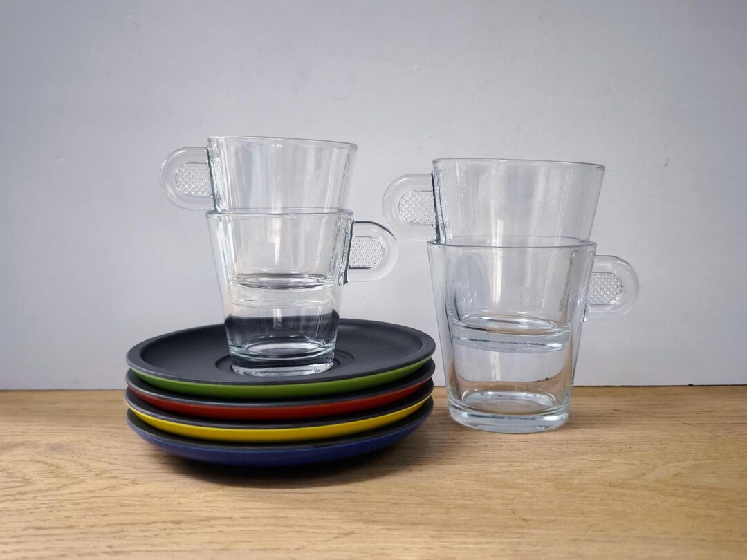 Set of 4 Nespresso Cups With Colored Saucers | Original Nespresso Cups ...