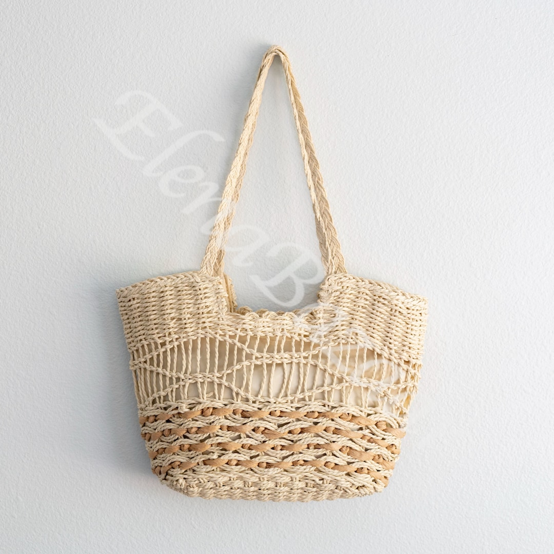Women's Straw Weave Tote Bag, Hand Woven, Fashion Casual Bag, Gift for ...