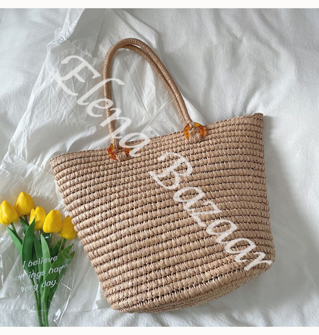 Women's Straw Weave Tote Bag, Hand Woven, Fashion Casual Bag, Gift for ...