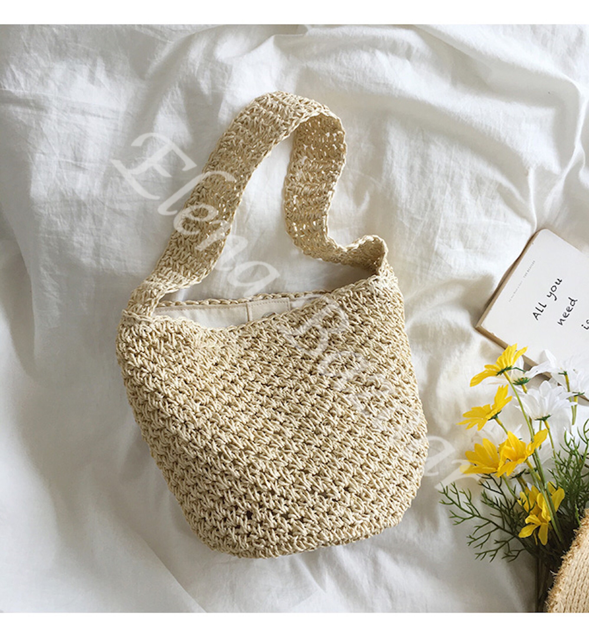 Women's Straw Weave Bucket Bag Hand Woven Bucket Bag - Etsy