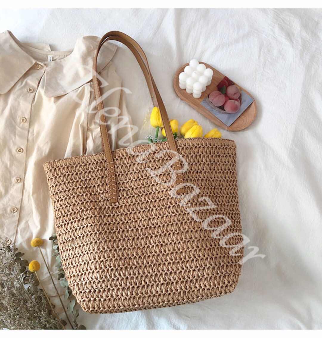 Women's Straw Weave Tote Bag Woven Beach Bag Fashion - Etsy