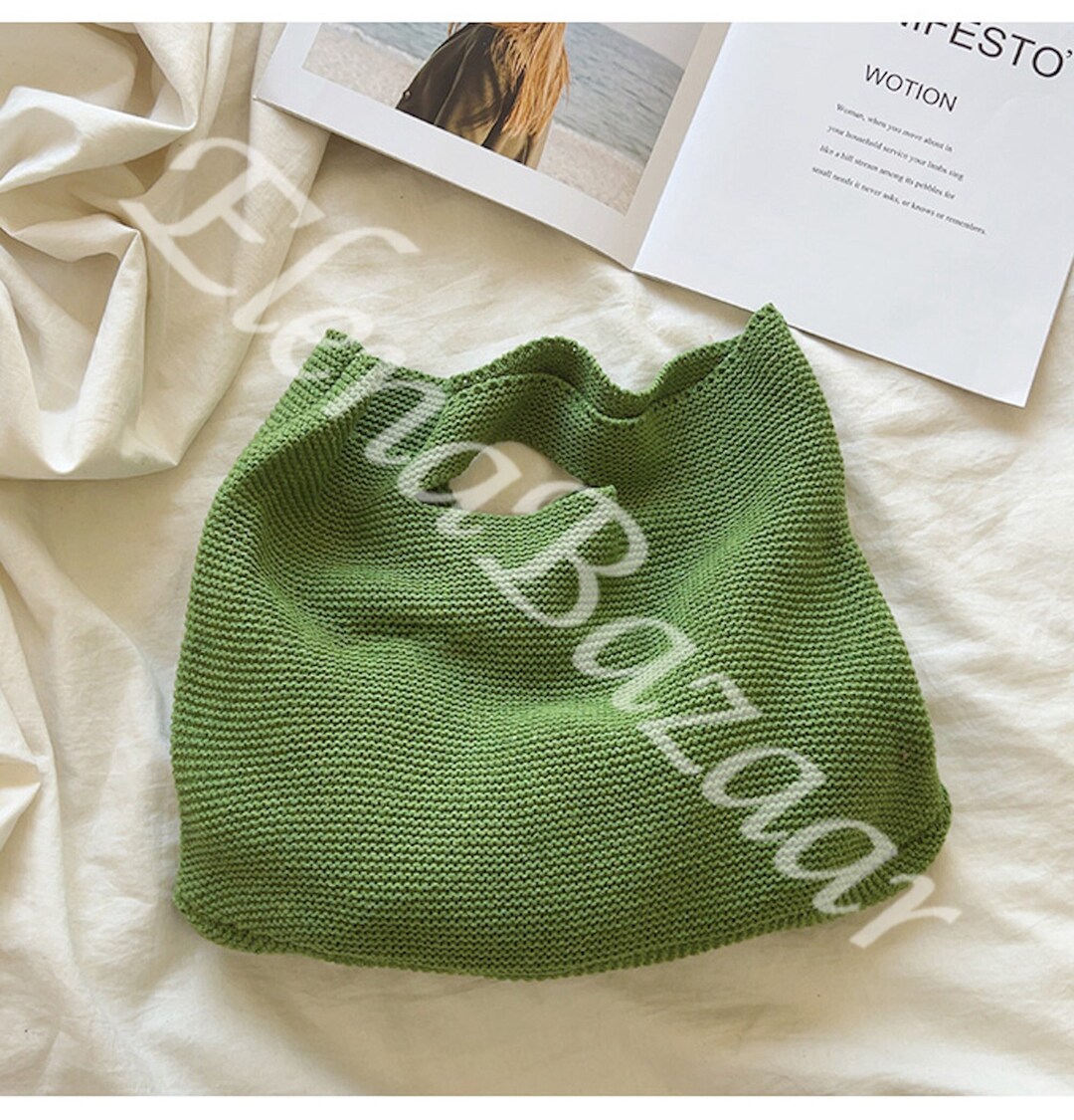 Cotton Knitted Bag, Handmade Knitted Purse, Fashion Bag, Retro Style ...