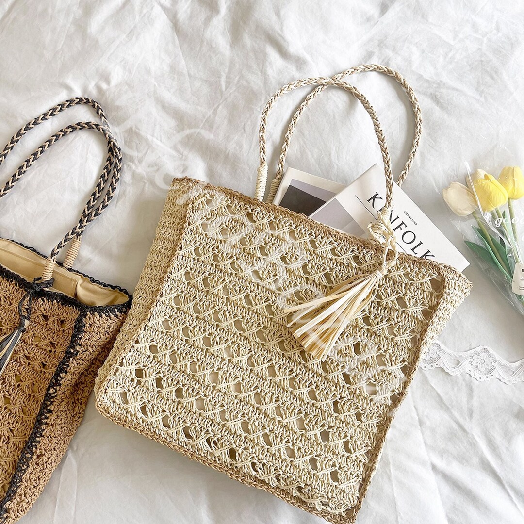 Women's Straw Weave Tote Bag, Woven Beach Bag, Fashion Casual Bag, Gift ...