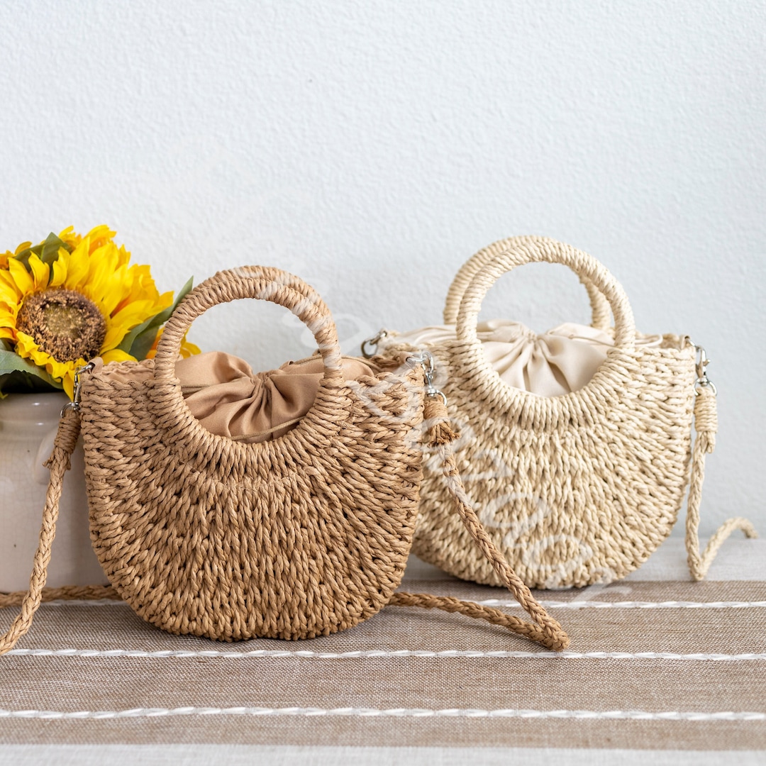 Women's Straw Crossbody Bag, Hand Woven, Fashion Casual Crossbody Bag ...