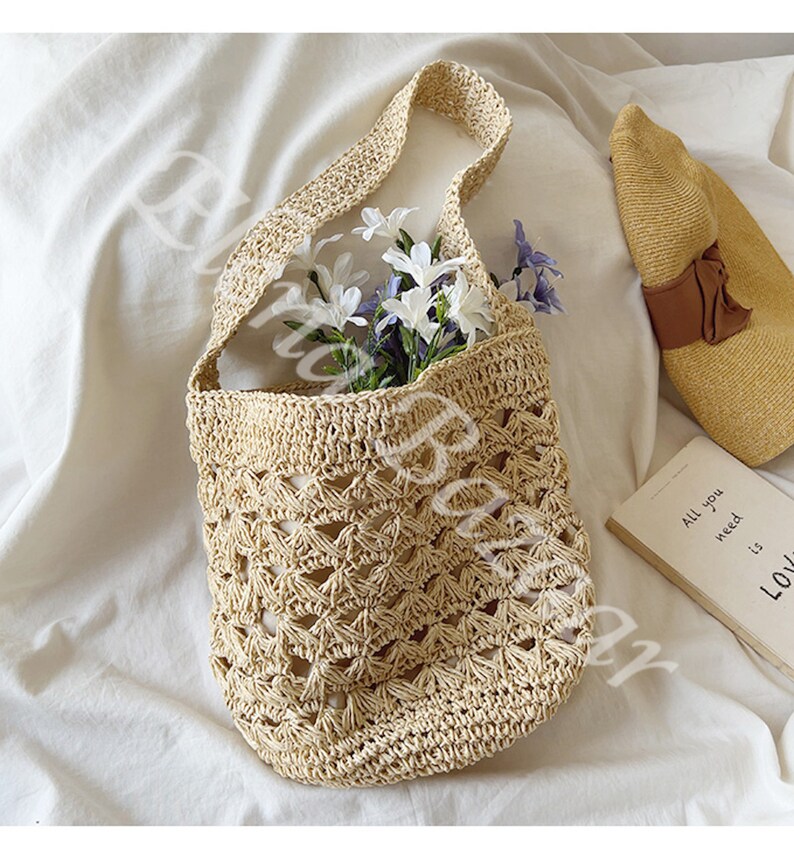 Women's Straw Weave Bucket Bag Hand Woven Bucket Bag - Etsy