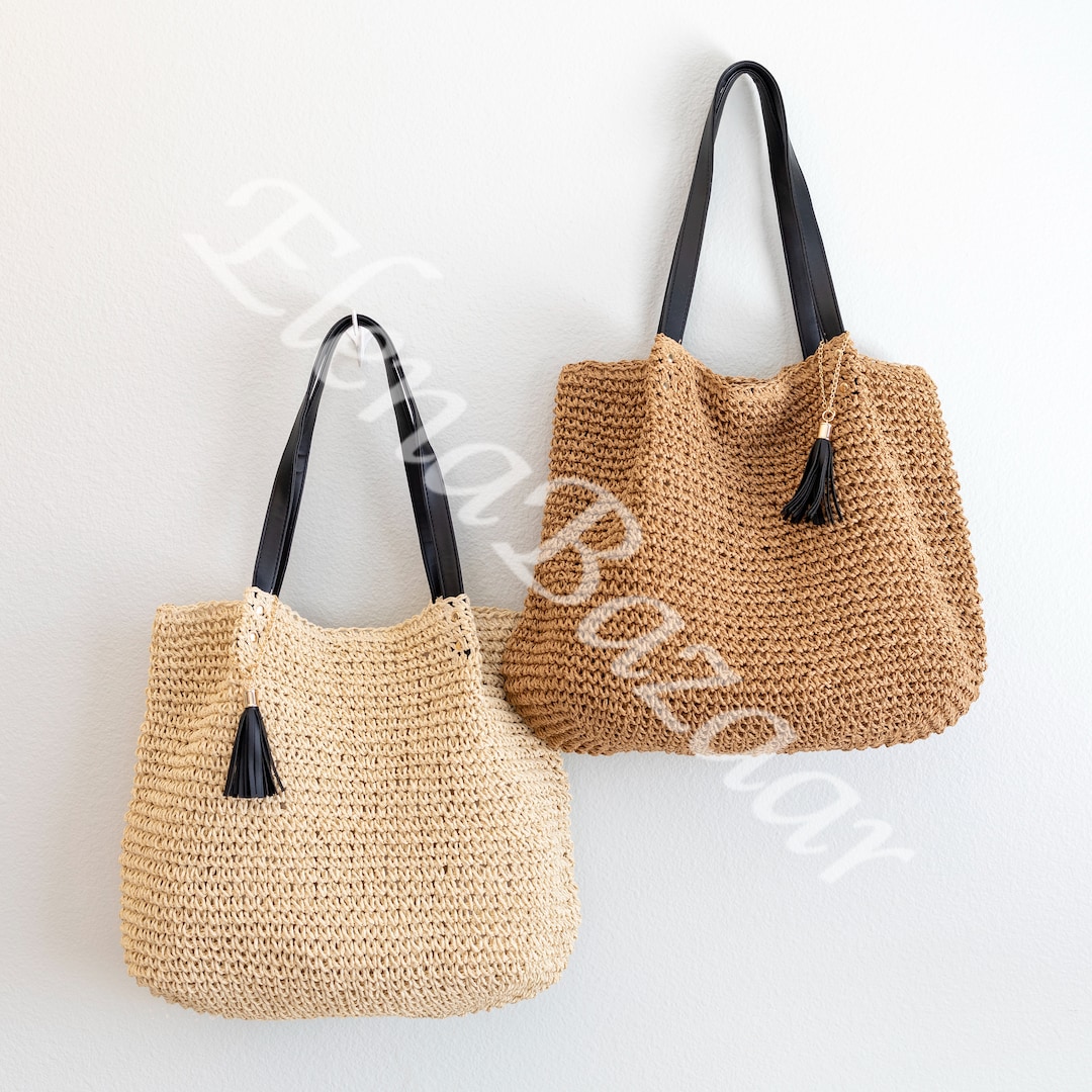 Women's Straw Weave Tote Bag, Hand Woven Beach Bag, Fashion Casual Bag ...
